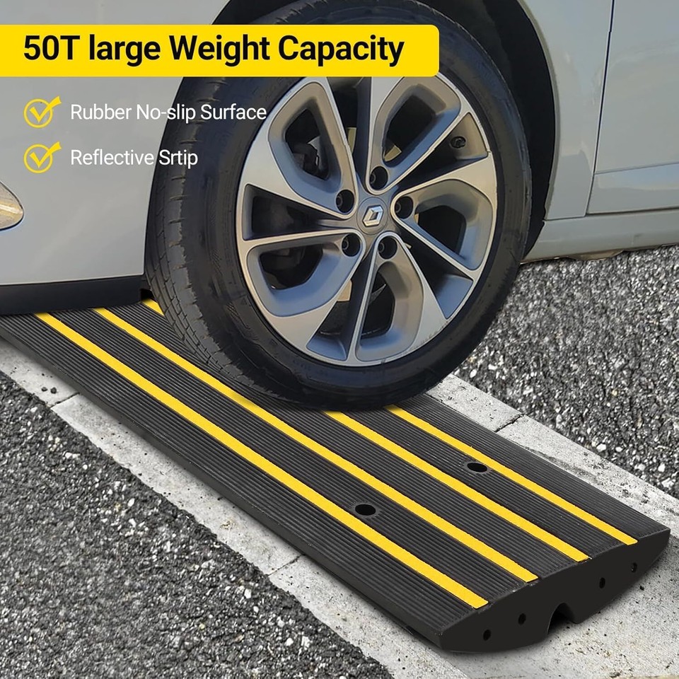 1Pack 3'' Height Rubber Driveway Curb Ramp Heavy Duty Driveway Gutter ...