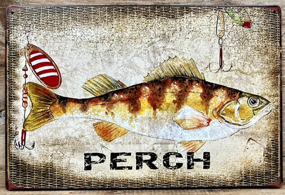 Fish Perch Metal Wall Sign 12" x 8" | eBay