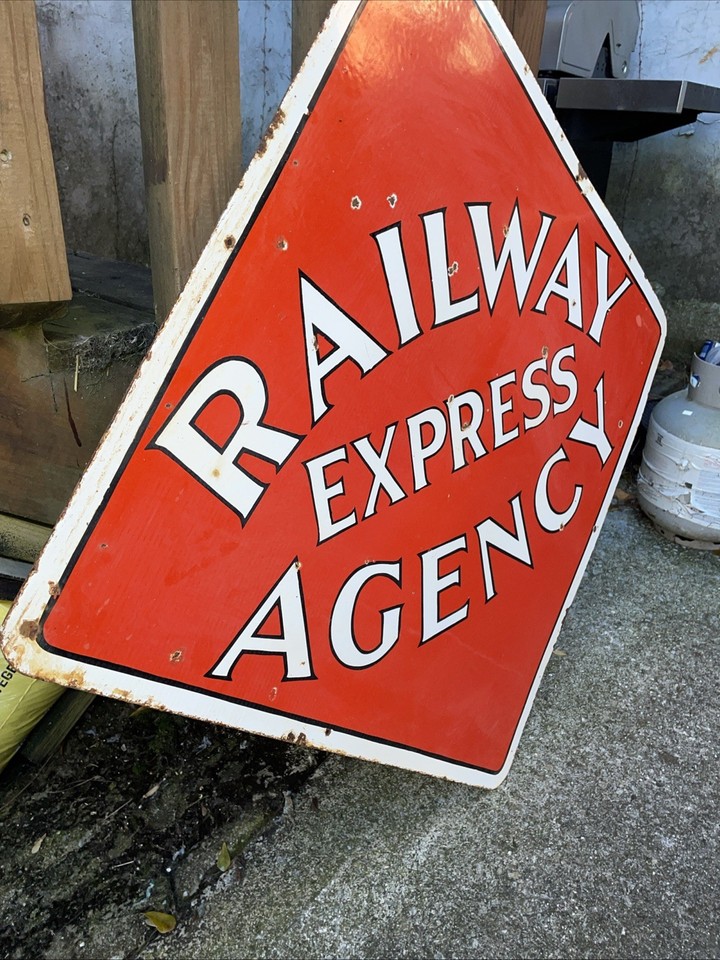Railway Express Agency Double Sided Porcelain Sign | eBay