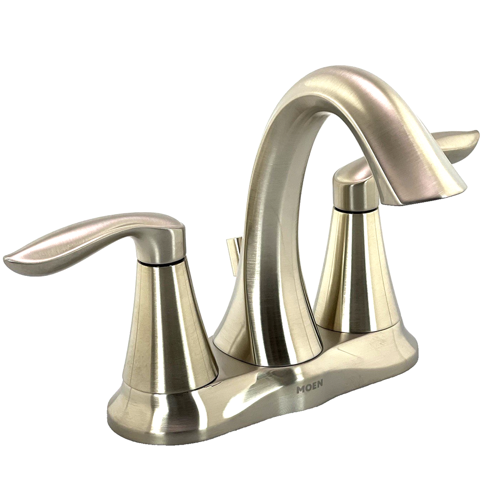 MOEN 6410BN Eva 2-Handle Centerset Bathroom Faucet w Drain - Brushed ...