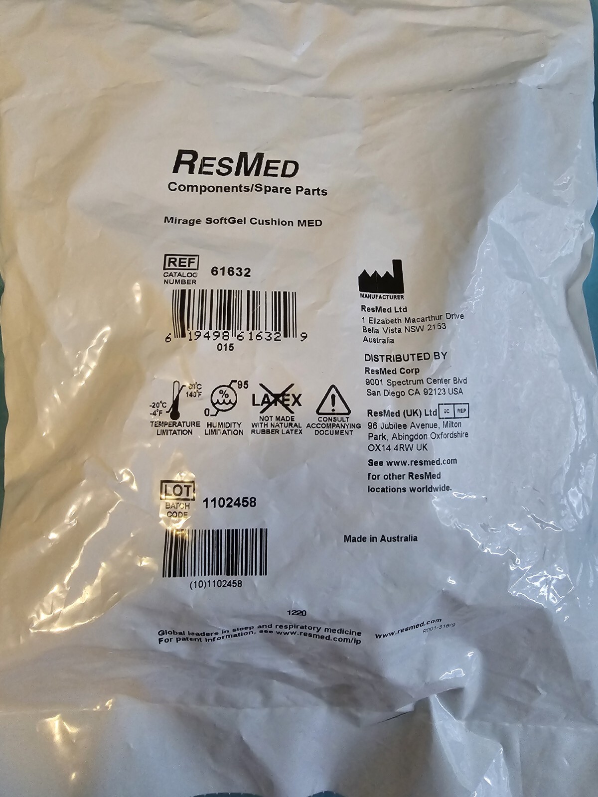 Lot of 2 Medium Mirage Softgel Cushion ResMed 61632 Factory Sealed | eBay