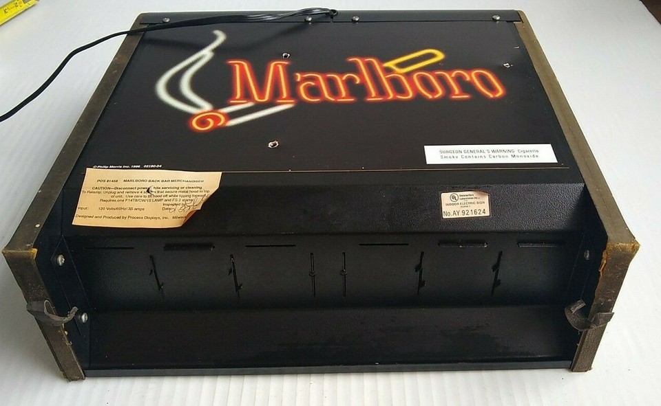 Vintage Marlboro Commercial Back Bar Cigarette Merchandiser Steel Case ...
