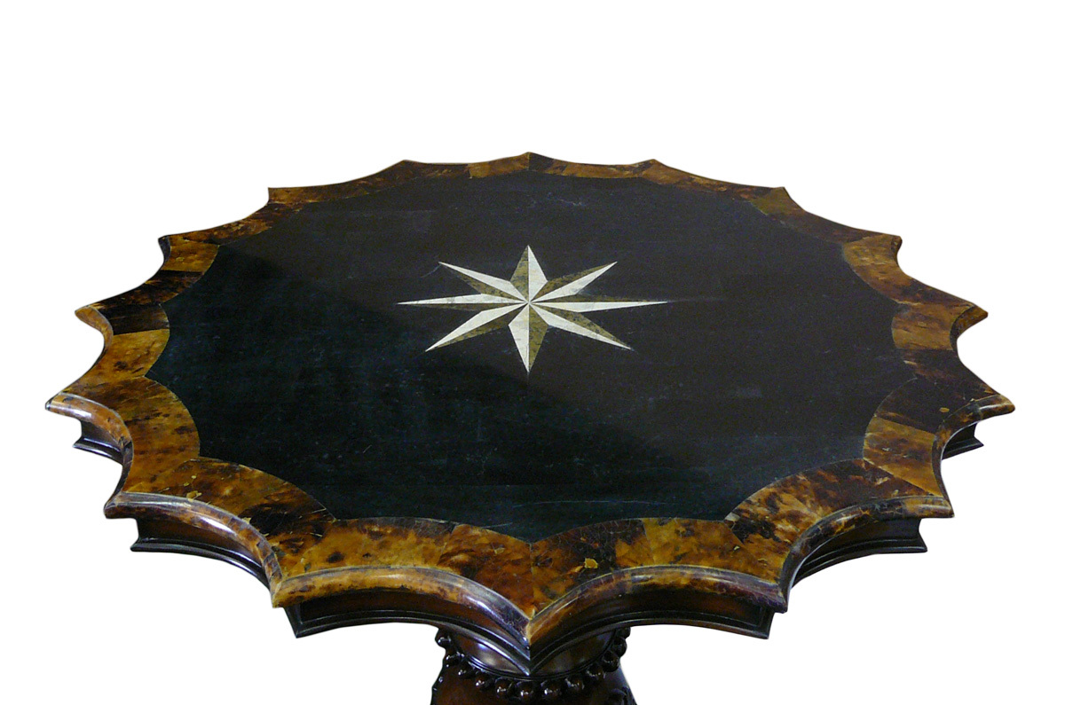 Antique Star Shape Marble Wood Mix Pedestial Table cs960 | eBay