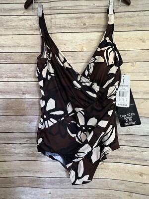 Miraclesuit Brown Floral Slimming Swimsuit Sz 16 One piece New With ...