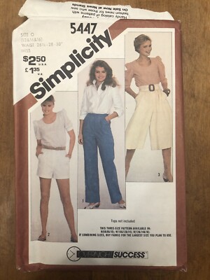 Simplicity 5447 Misses Culottes Shorts Pants Sewing Pattern 12-16 uncut ...