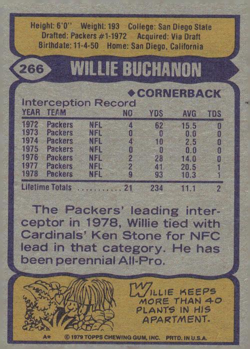 1979 Topps #266 Willie Buchanon | eBay
