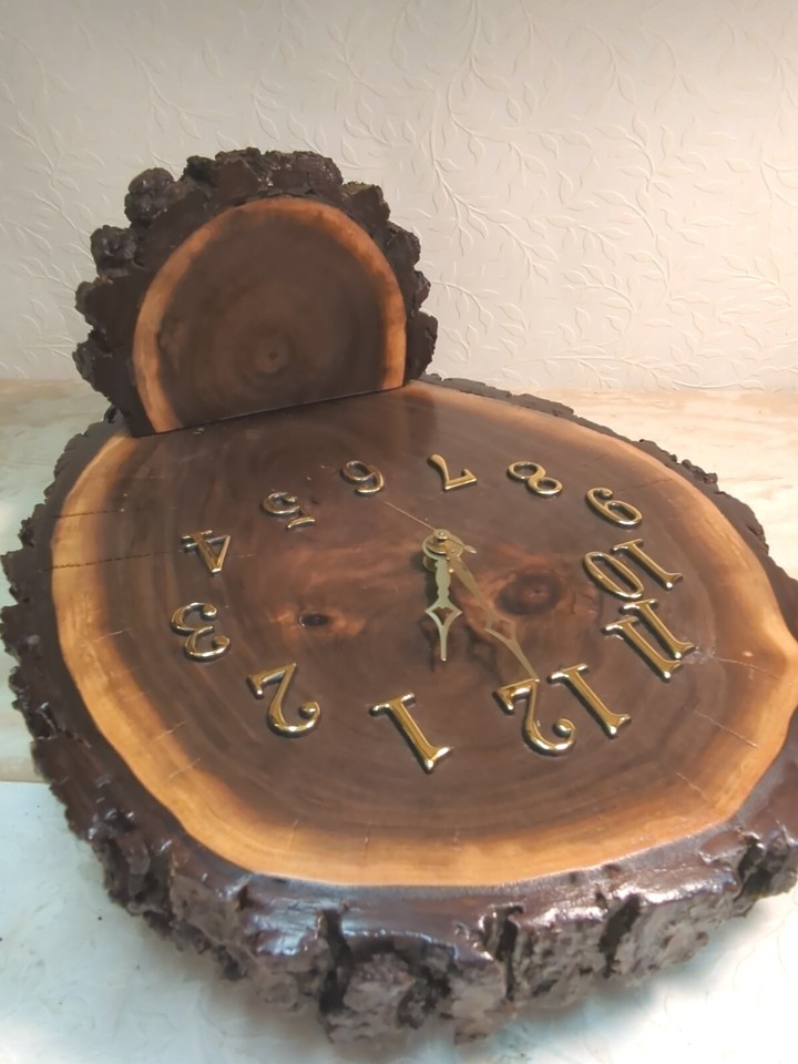Vintage Live Edge WALL CLOCK Natural Solid Wood Slab Rustic Tree Slice ...