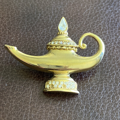 Vintage Golt Tone metal Aladdin lamp Brooch Gorgeous Brooch | eBay