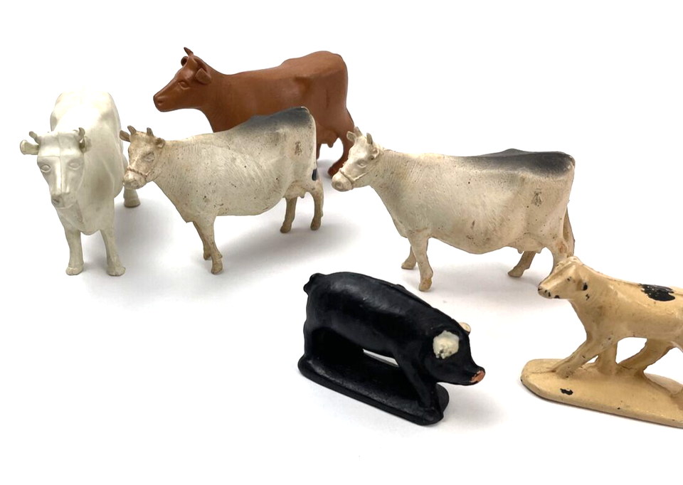 Vintage Auburn Rubber Farm Animals Horses Barn Cows Pig Plastic Playset ...
