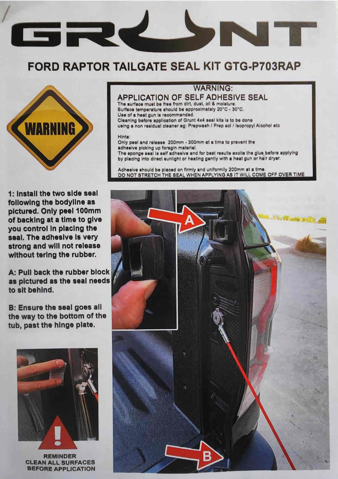 Tailgate Rubber Seal Kit fit Ford Ranger Raptor RA Next Gen P703 w ...