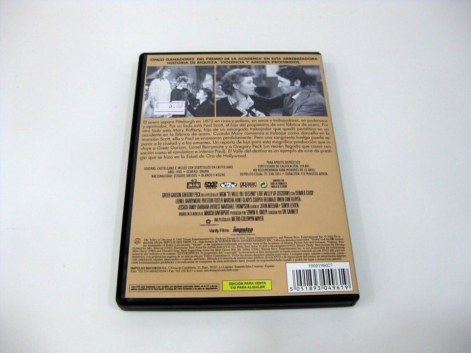 The Valley Of Destiny DVD Greer Garson Gregory Peck | eBay UK