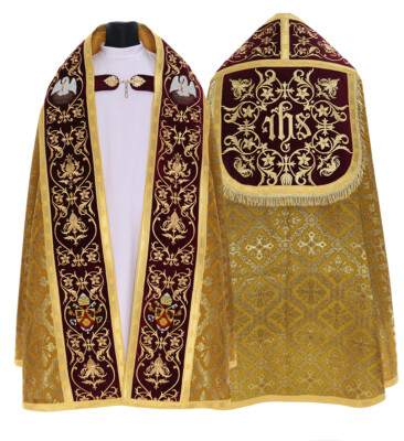 Gold/red Roman Cope with stole Vestment Capa pluvial Dorada Pluviale ...