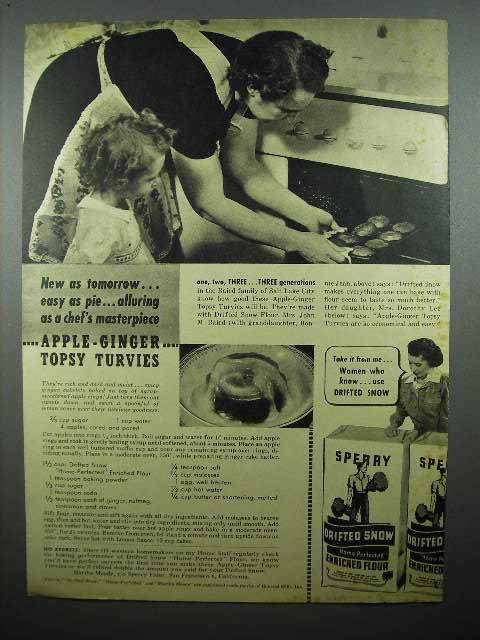 1944 Sperry Drifted Snow Flour Ad - Apple Ginger | eBay