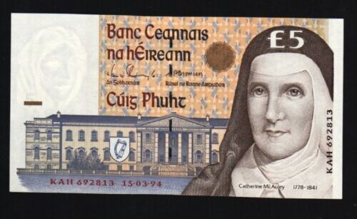 Ireland REPUBLIC £5 POUND P-75 1994 RARE date Pre Euro Irish UNC ...