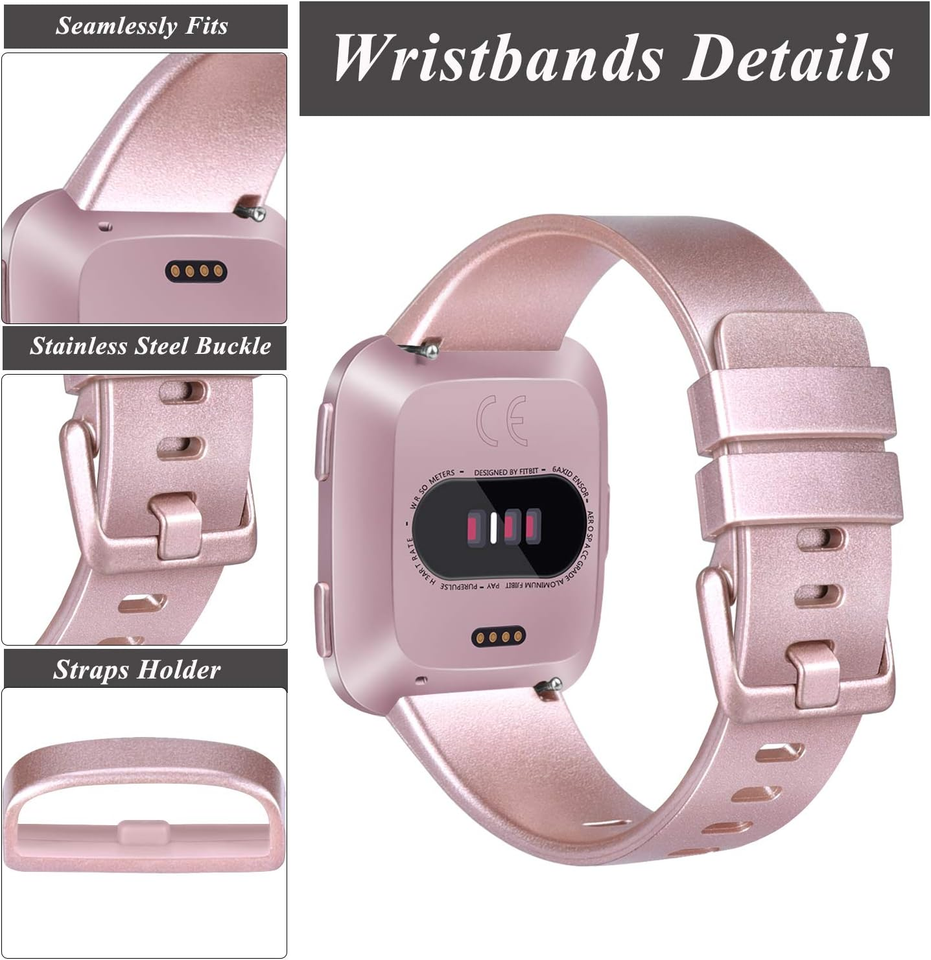 Replacement Band for Fitbit Versa ROSE GOLD Silicone Sport Fitness ...