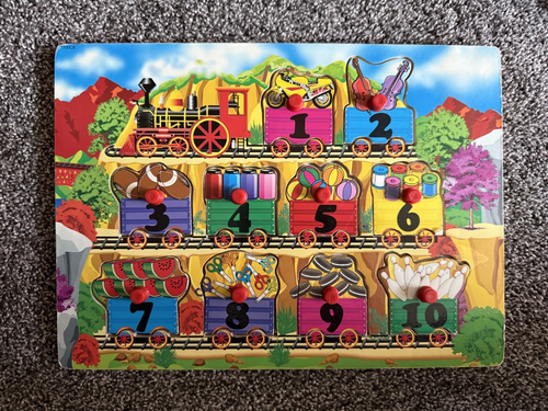 Wooden Colorful Number Train Peg Puzzle | eBay