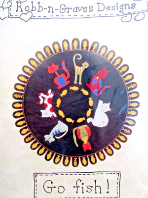 Sewing Pattern Robb N Graves primitive CAT applique table topper 34 | eBay