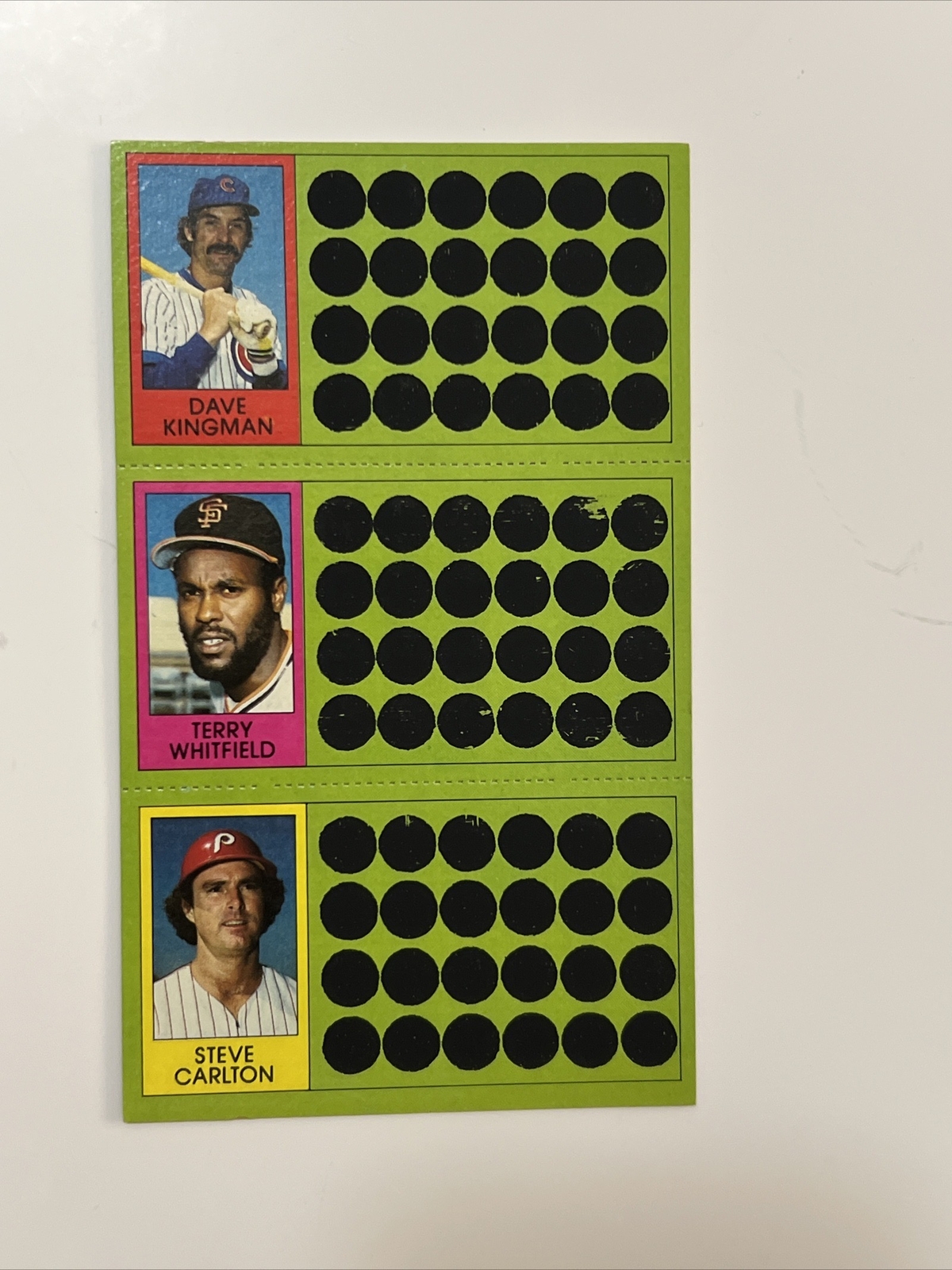 1981 Topps baseball scratch off Dave Kingman/Terry Whitfield/Steve ...