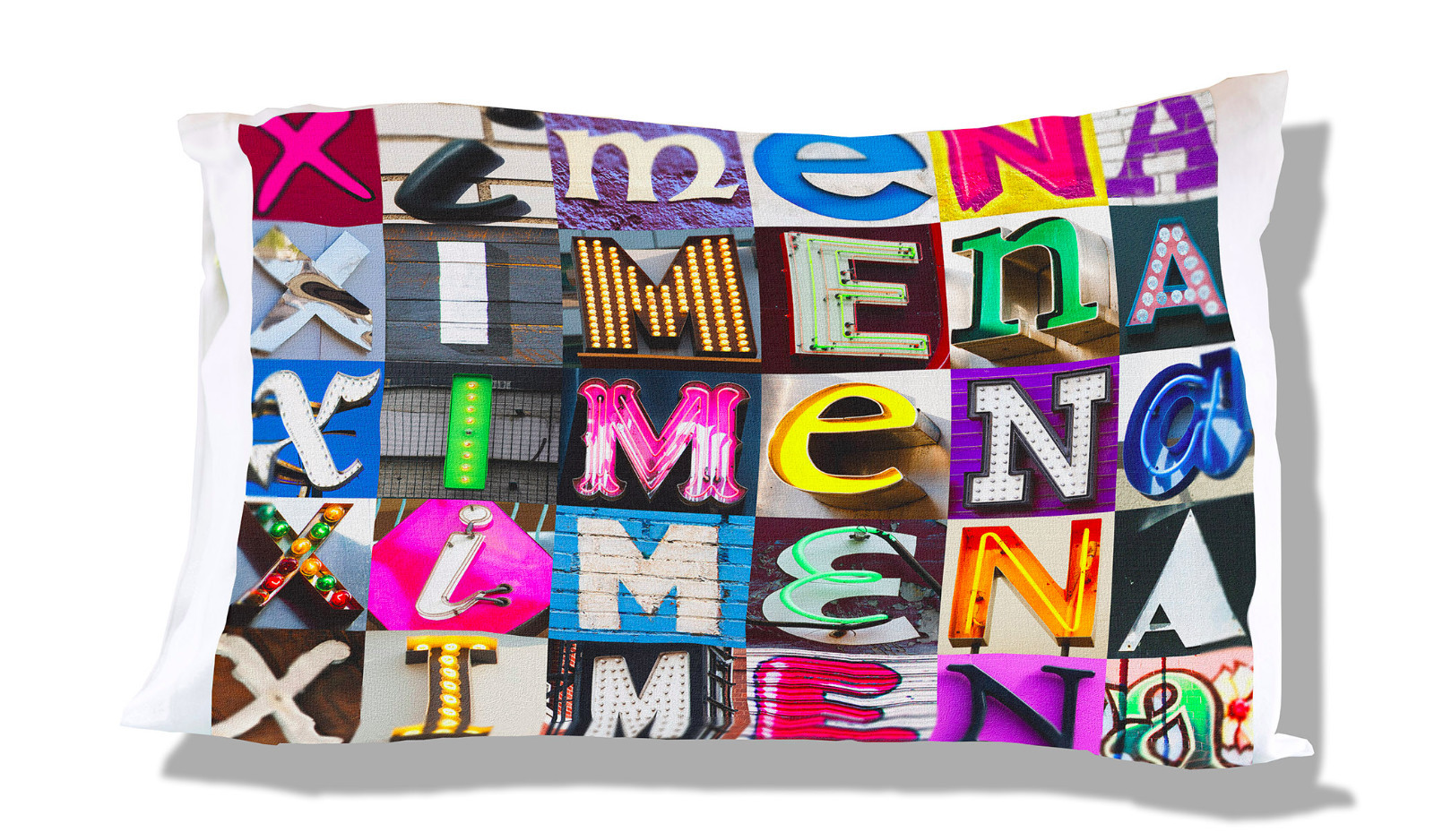 XIMENA Personalized Pillowcase featuring photos of actual sign letters ...