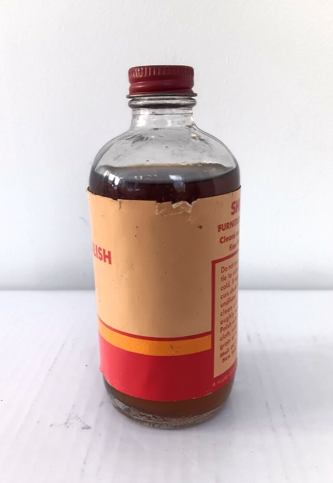 Vintage Shell Oil Furniture Polish 8oz bottle Paper Label Full | eBay