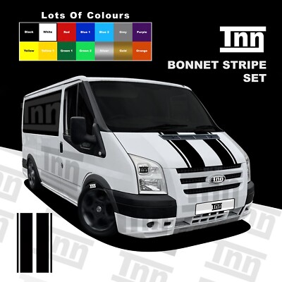 Fits Ford Transit Mk6 Mk7 ST Front Bonnet Stripes Vinyl Stickers Van ...