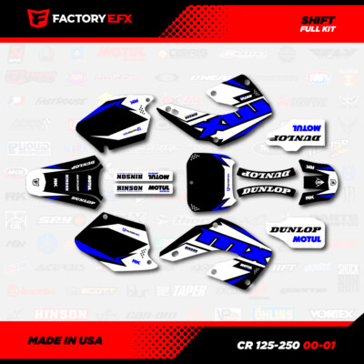 Black & Blue Shift Racing Graphics Kit fits Honda Cr125 Cr250 00-01 CR ...