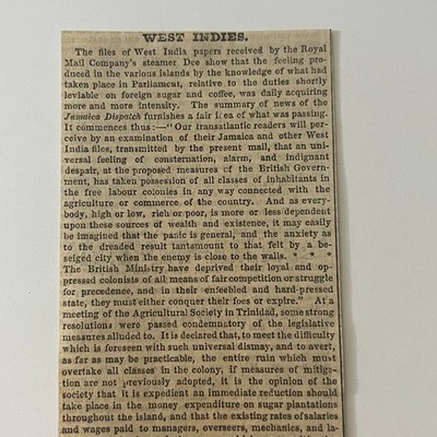 The Files of West India Papers Royal Mail Company 1844 London Clipping ...