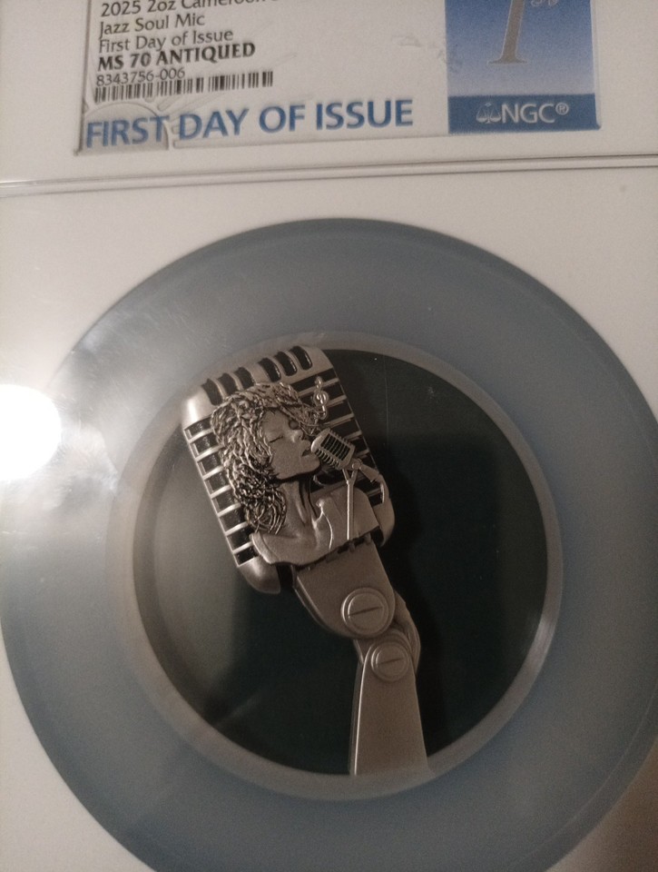 2025 2oz Silver Cameroon Jazz Soul Mic. MS 70. RARE Pop 25 | eBay
