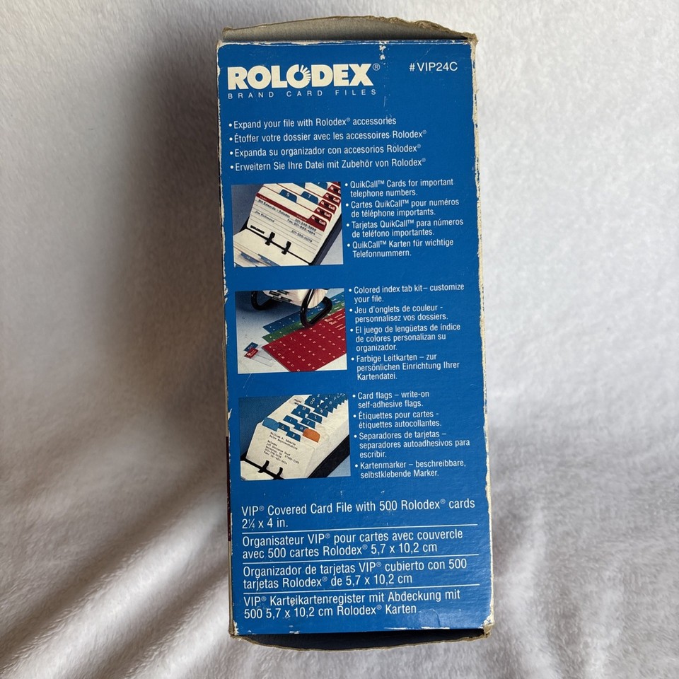 New Vintage Rolodex VIP-24C Covered Desktop Card File Black w/ 500 ...