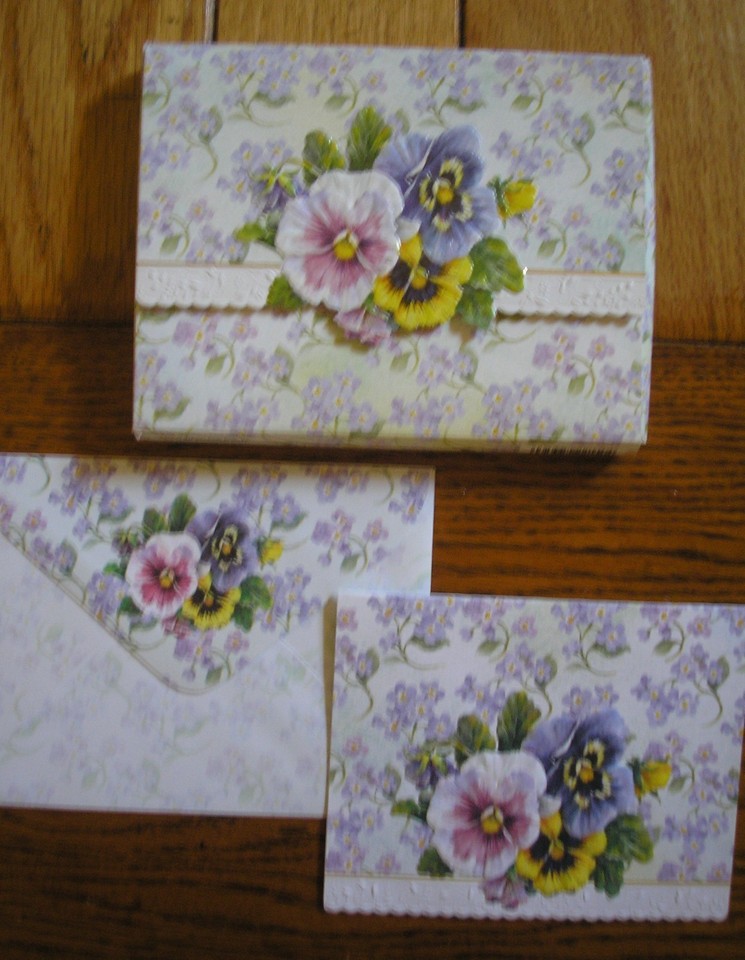 Carol Wilson Embossed Note Cards, Envelopes 4 Designs: Roses, Pansy, P ...