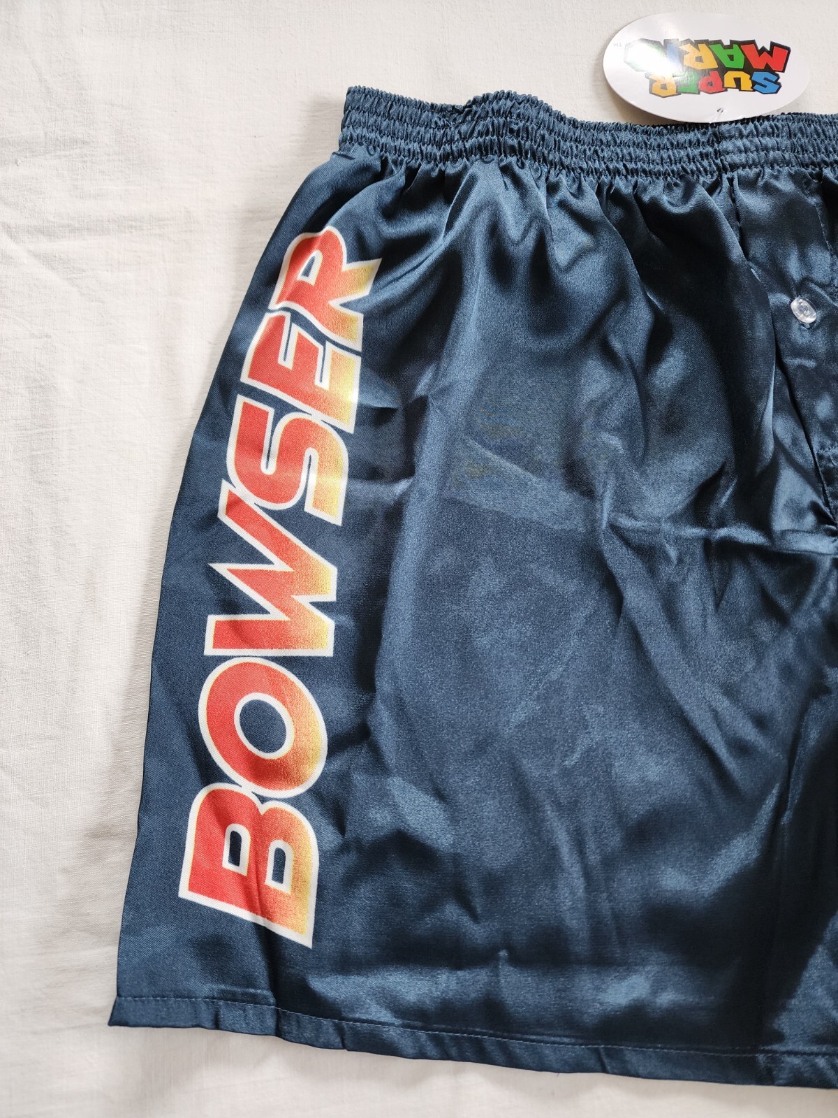 Nintendo Mens Super Mario Bowser Blue Printed Satin Boxer Shorts Size ...