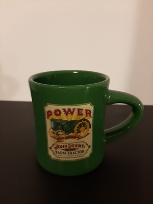 JOHN DEERE Farm Tractor Coffee Tea Mug Green Ceramic Cup Power Model D ...