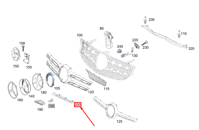 MERCEDES-BENZ GLC X253 Radiator Grille Left Trim Bar A2538881901 ...
