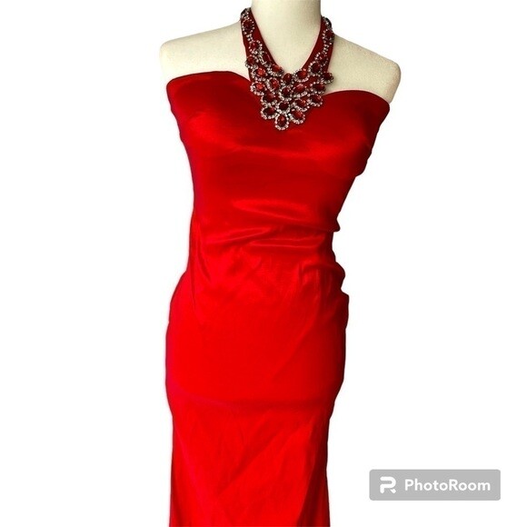 Womens Red Formal Evening Wedding Bridal Party Prom Dress Long Maxi ...