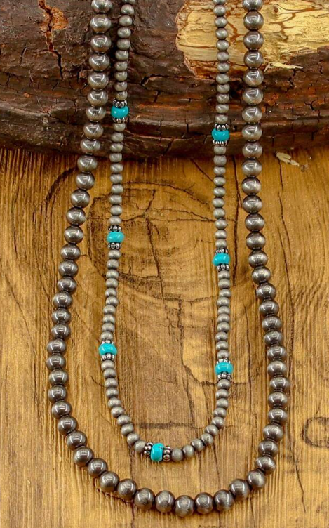 NECKLACE-Western Navajo Beaded Style Tribe Double-Layer Retro Pearl ...