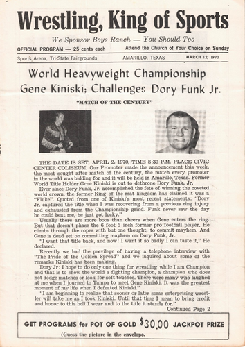 Amarillo Wrestling Program: Mad Dog Harley Race, Terry Funk, Bull Ramos ...