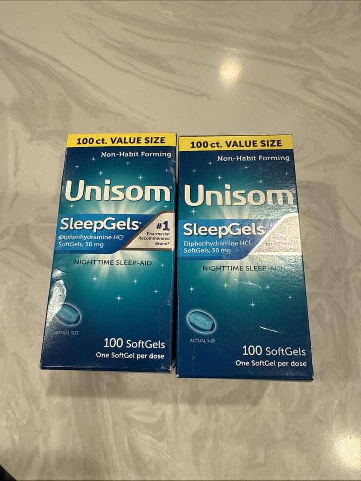 2-Pack Unisom SleepGels Nighttime Sleep-Aid Diphenhydramine HCI 50 mg 2 ...