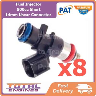 8x PAT Premium Fuel Injector 500cc Short 14mm Uscar Connector fits ...