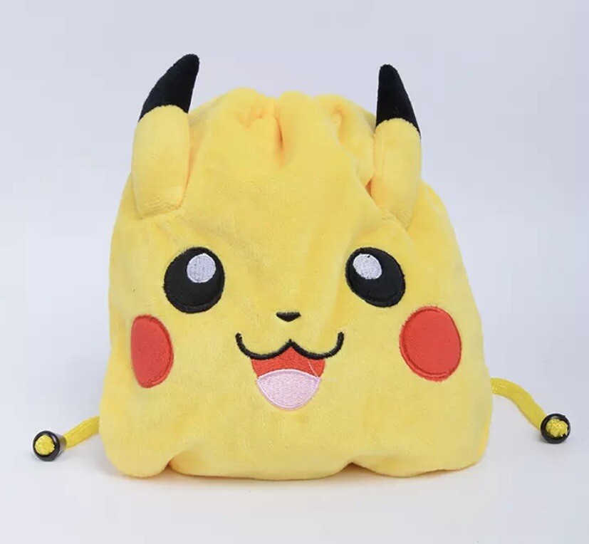 POKÉMON PIKACHU Super Soft Plush Anime DRAWSTRING BAG Satchel Purse ...
