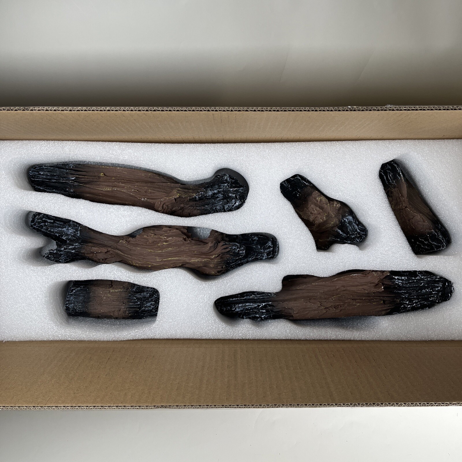 6 Piece Wood Logs Resin Fireplace Logs Fireplace Logs For Electric ONLY ...