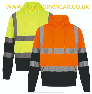 High vis viz hoodie Hood sweatshirt reflective safety work pull over ...