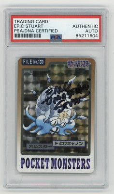 PSA Signed Eric Stuart Omastar No. 139 1997 Pokemon Card Carddass Holo ...