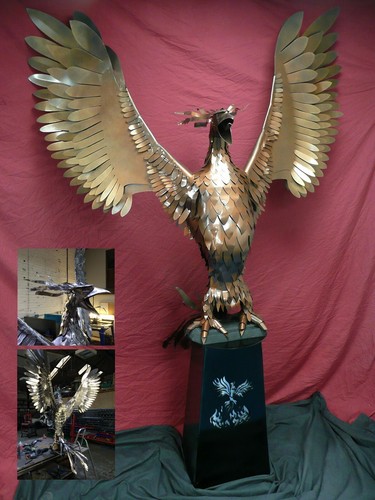 Handmade Welded Steel Phoenix Sculpture on stand | eBay UK