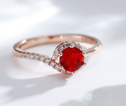 Elegant 585 RG Rose gold Rose gold with Natural Ruby 2.3 gr cocktail ...