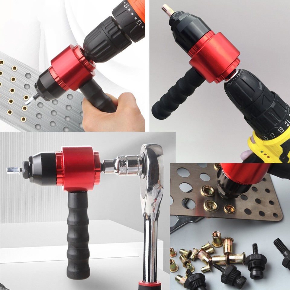 Rivet Nut Tool Adapter Rivet Gun Kit for Electric Drill/Ratchet Wrench ...