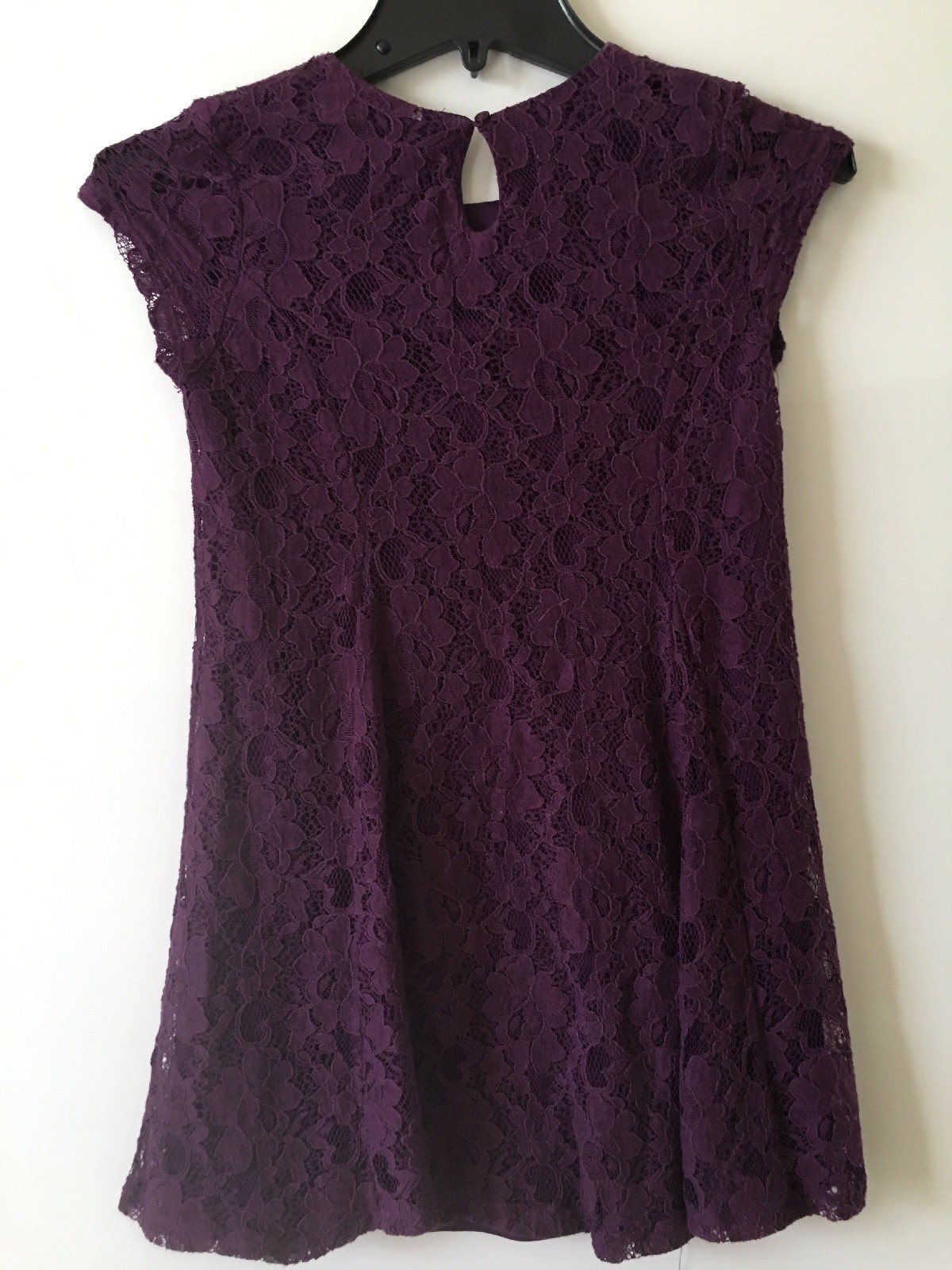 Girls "BEAUTEES" Cap Sleeve Dress Floral Lace Overlay Purple Exec. Cond ...