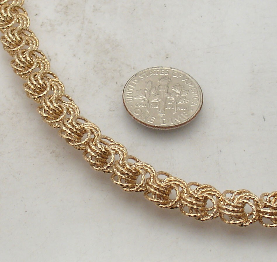 Technibond Diamond Cut Rosette Chain Necklace 14K Yellow Gold Plated ...