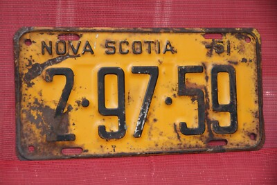 1951 NOVA SCOTIA , CANADA License Plate ** '51 NS ** SOLID STEEL | eBay
