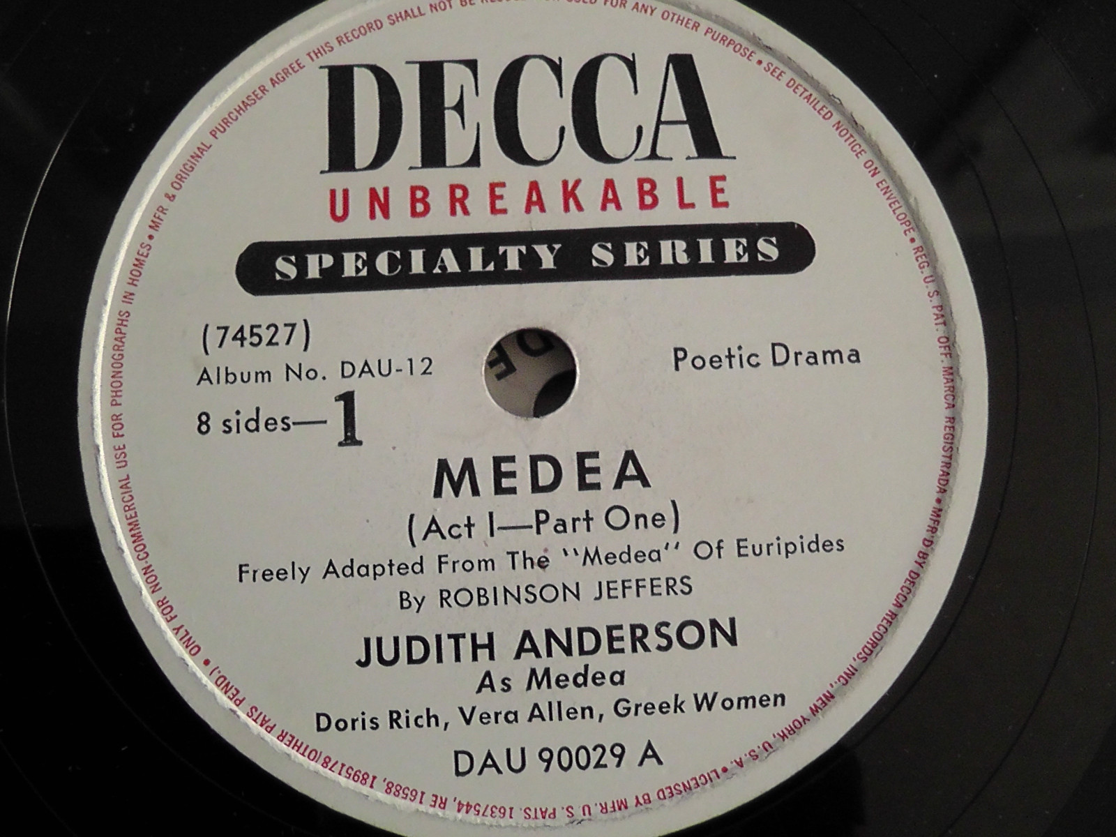 78rpm “Medea” Judith Anderson Decca #Dau-12 (S4-R1) | eBay