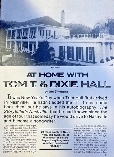 1984 Fox Hollow Home of Country Singer Tom T Hall & Dixie Hall | eBay